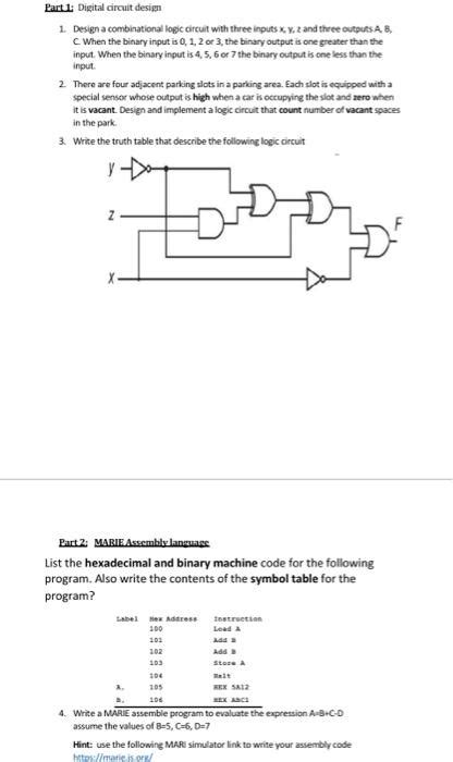 solved 1 design a combinational logic circuit with three