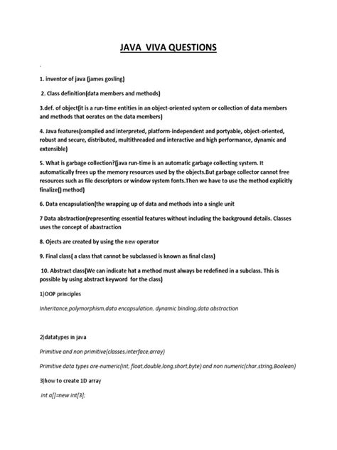 java viva questions 1 oop principles pdf inheritance object oriented programming class