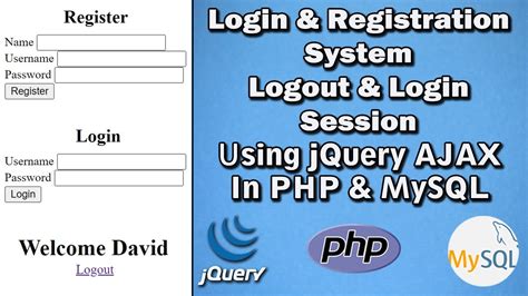 create login and registration form using jquery ajax in php mysql with logout and login session