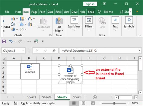 how to insert object in excel embedding files free online tutorial