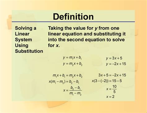 definition systems concepts solving a linear system using substitution media4math