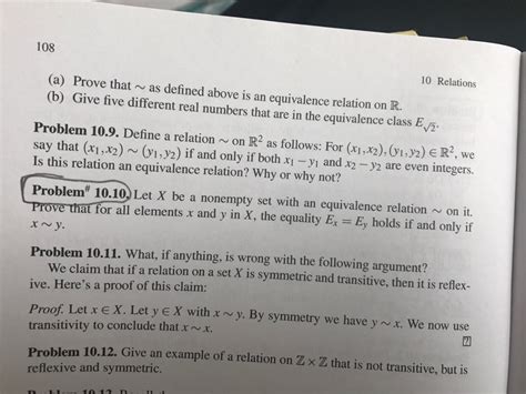 solved 108 10 relations a prove that as defined above is
