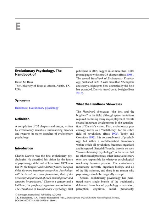pdf evolutionary psychology the handbook of