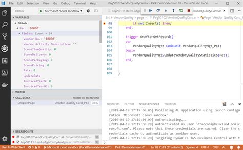 Visual Studio Code Debugger Sections Mastering Microsoft Dynamics 365