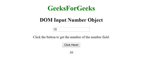 Html Dom Input Number Object Geeksforgeeks