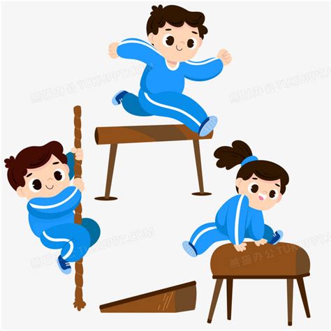 一组手绘卡通低年级运动会多项运动免抠PNG图片素材下载 手绘PNG 熊猫办公