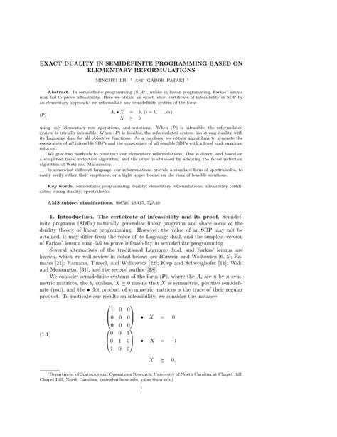 pdf exact duality in semidefinite programming based on elementary reformulations