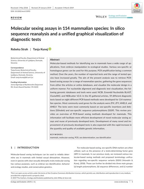 pdf molecular sexing assays in 114 mammalian species in silico sequence reanalysis and a