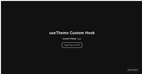 UseTheme React Custom Hook Codesandbox
