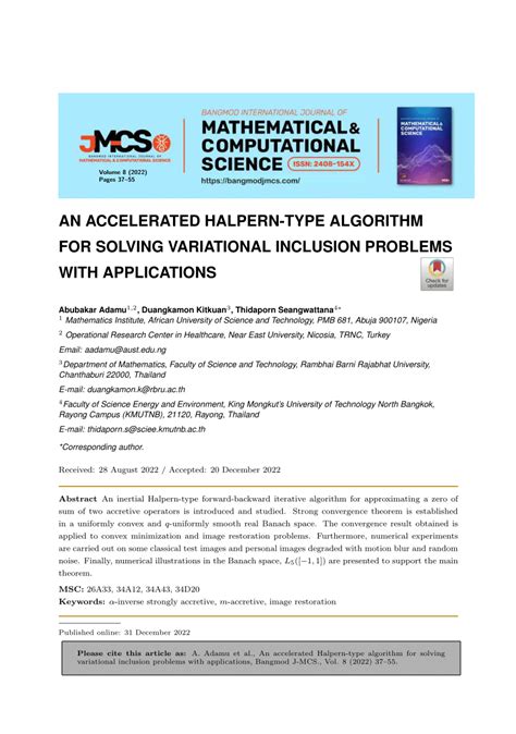 pdf an accelerated halpern type algorithm for solving variational inclusion problems with