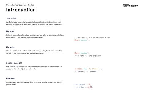 learn java script introduction cheatsheet codecademy javascript is a programming language that
