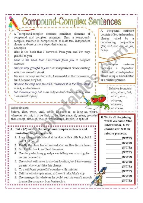 Simple Compound Complex Sentences Test