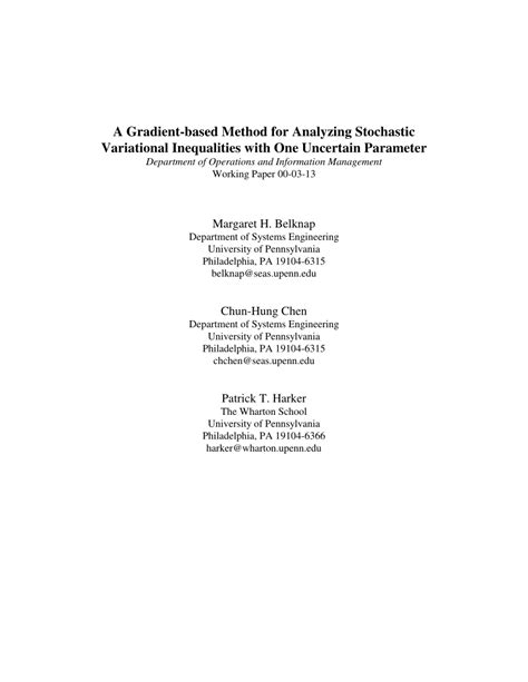 pdf a gradient based method for analyzing stochastic variational inequalities with one