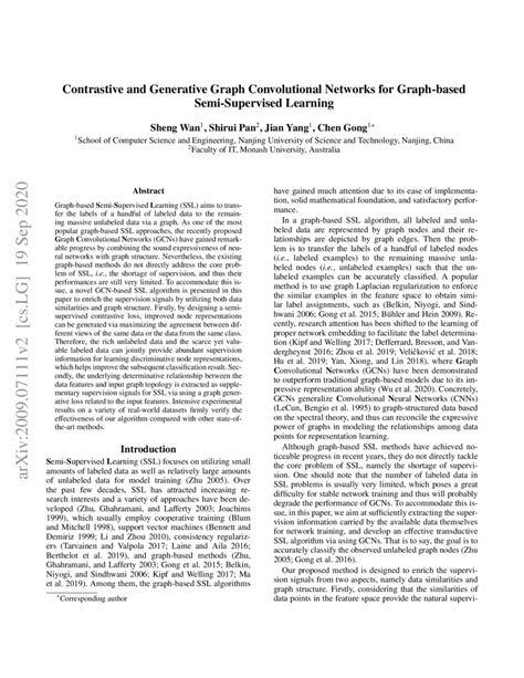 contrastive and generative graph convolutional networks for graph based semi supervised learning