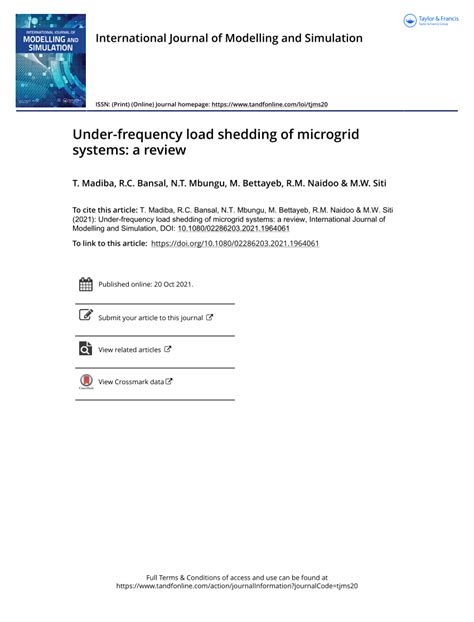 pdf under frequency load shedding of microgrid systems a review