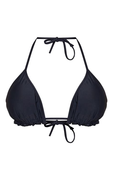 Black Frill Edge Padded Bikini Top Swimwear Prettylittlething