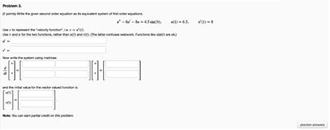 solved problem 3 12 points write the given second order