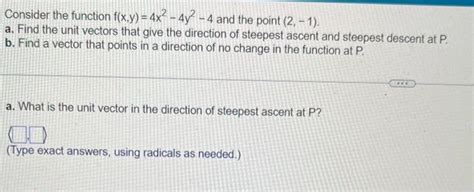 solved consider the function f x y 4x2−4y2−4 and the point