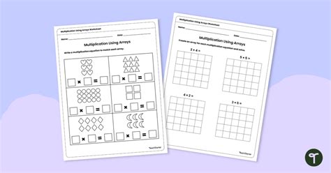 multiplication using arrays worksheet teach starter