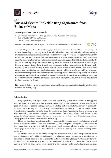pdf forward secure linkable ring signatures from bilinear maps