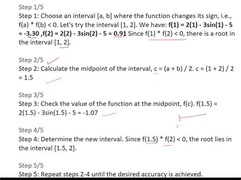 solved find a root of the equation 2x 3 sin x 5 0 by using the bisection method