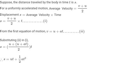 derive the following equation for a uniformly accelerated motion where the symbols have their