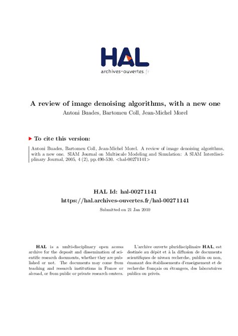 pdf a review of image denoising algorithms with a new one jean michel morel and bartomeu