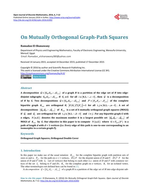 pdf on mutually orthogonal graph path squares
