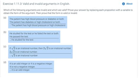 solved exercise 1 11 3 valid and invalid arguments in