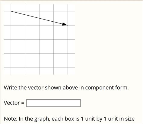 solved write the vector shown above in component form vector note in the graph each box is 1