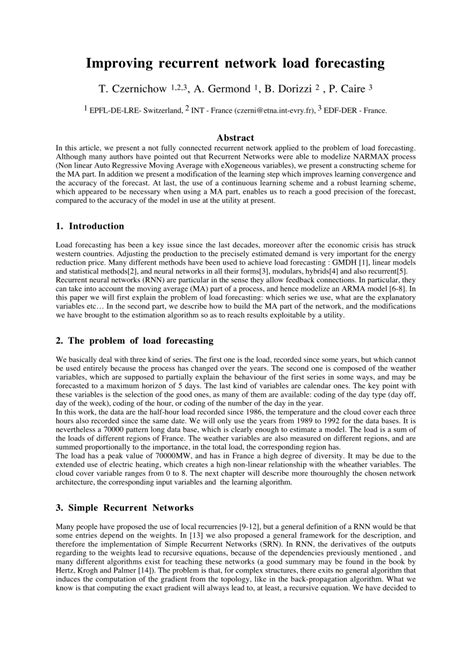 pdf improving recurrent network load forecasting