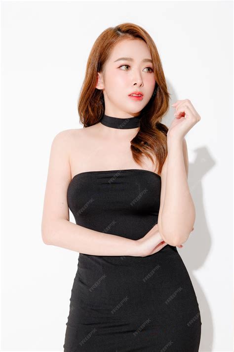 Premium Photo Young Fashionable Asian Woman Have Slim Fit Body And Clear Fresh Skin In Black