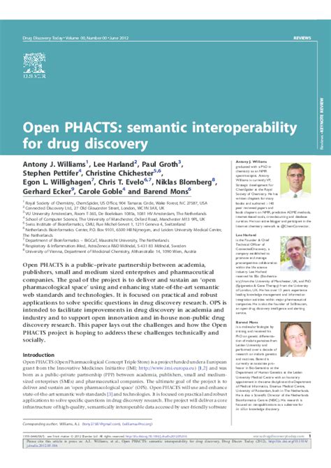 pdf open phacts semantic interoperability for drug discovery chris evelo