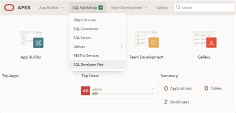 Accessing SQL Developer Web Directly From APEX