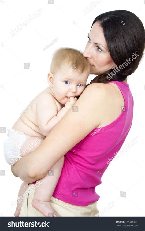 Beautiful Naked Mother Holding Baby Her Stock Photo 109671344
