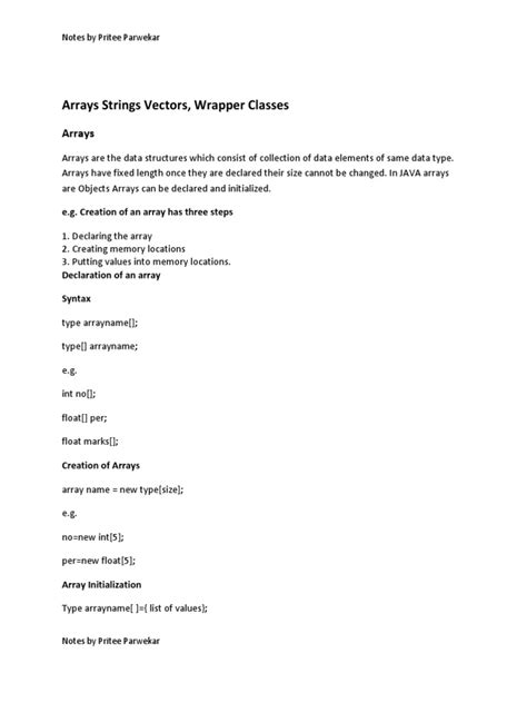 arrays strings vectors wrapper class download free pdf array data structure data type