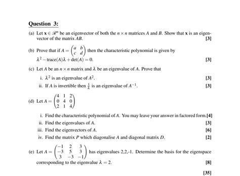 solved question 3 a let x er be an eigenvector of both