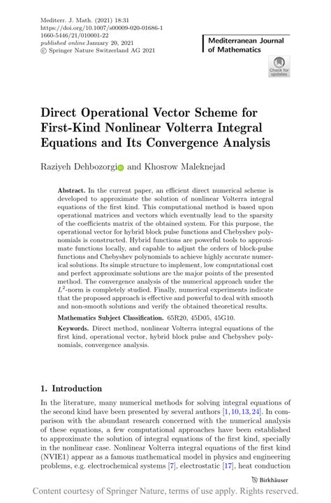 direct operational vector scheme for first kind nonlinear volterra integral equations and its