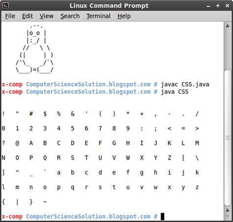 computer science solution css menampilkan karakter ascii dari karakter ~ sampai java