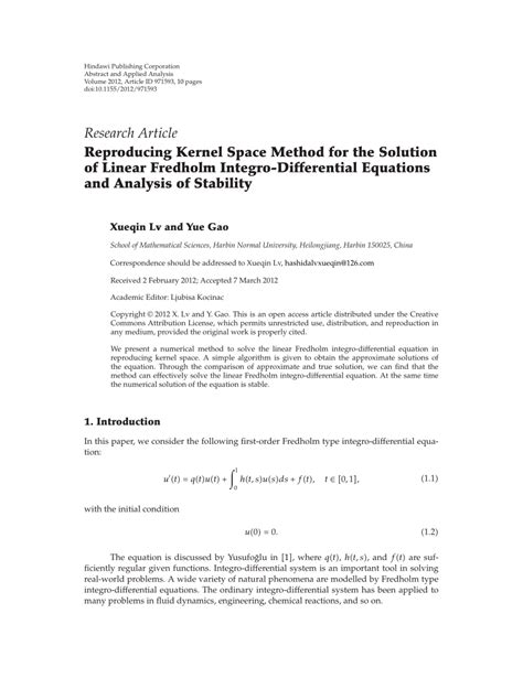 pdf reproducing kernel space method for the solution of linear fredholm integro differential