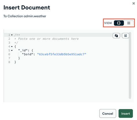 insert documents — mongodb compass