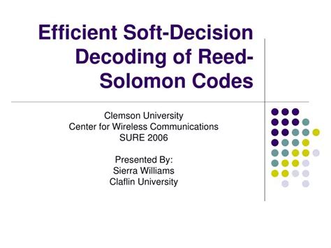 ppt efficient soft decision decoding of reed solomon codes powerpoint presentation id 6526986