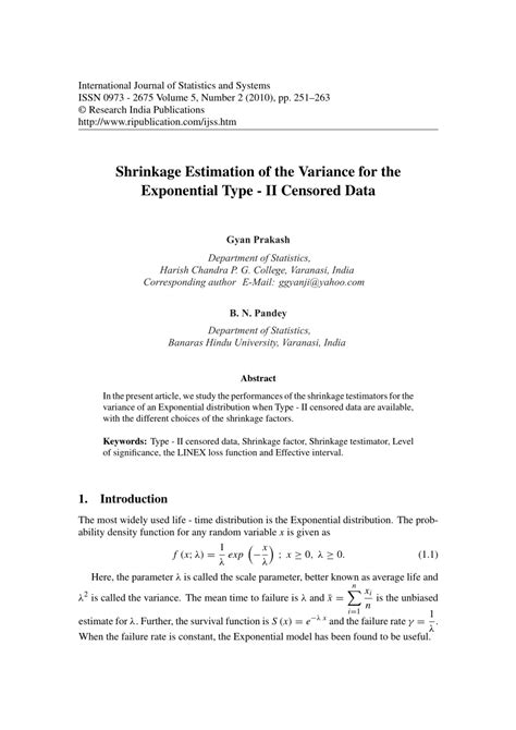 pdf shrinkage estimation of the variance for the exponential type ii censored data