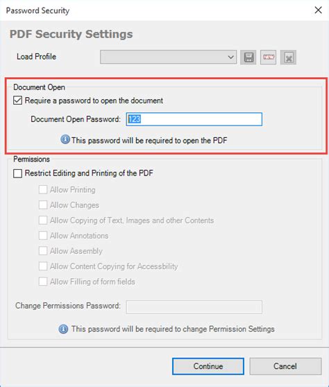 how to create a pdf document that requires a password to open assistmyteam