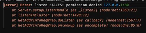 Node Js Listen EACCES Permission Denied 127 0 0 1 80 MacOS Stack