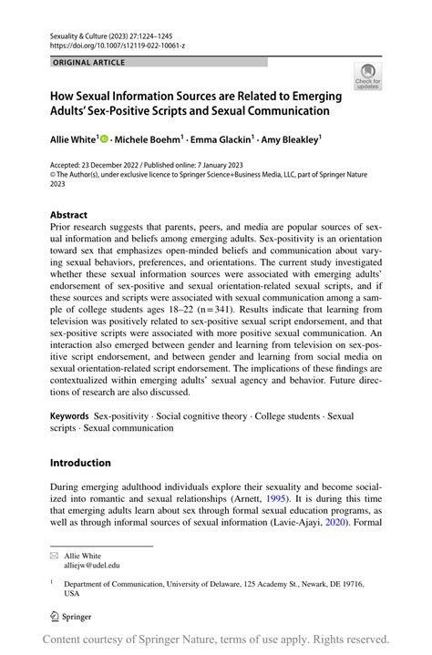 how sexual information sources are related to emerging adults sex positive scripts and sexual