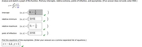 solved analyze and sketch graph of the function find any intercepts relative extrema points