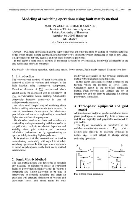 pdf modeling of switching operations using fault matrix method