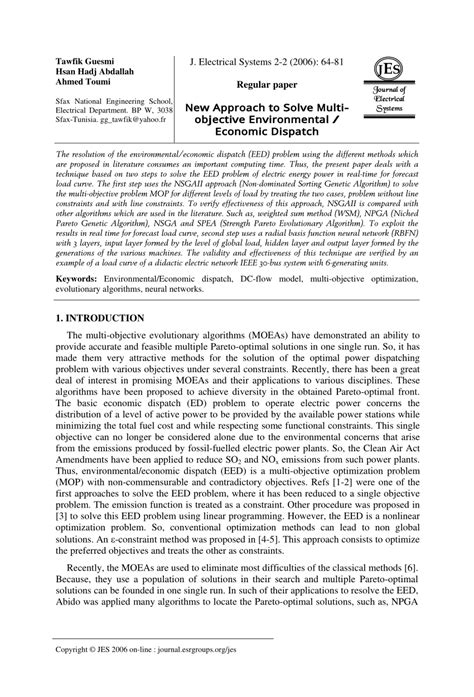 pdf new approach to solve multiobjective environmental economic dispatch