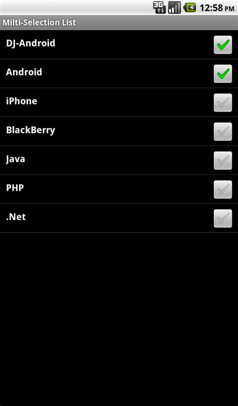 multi selection listview android with checkbox